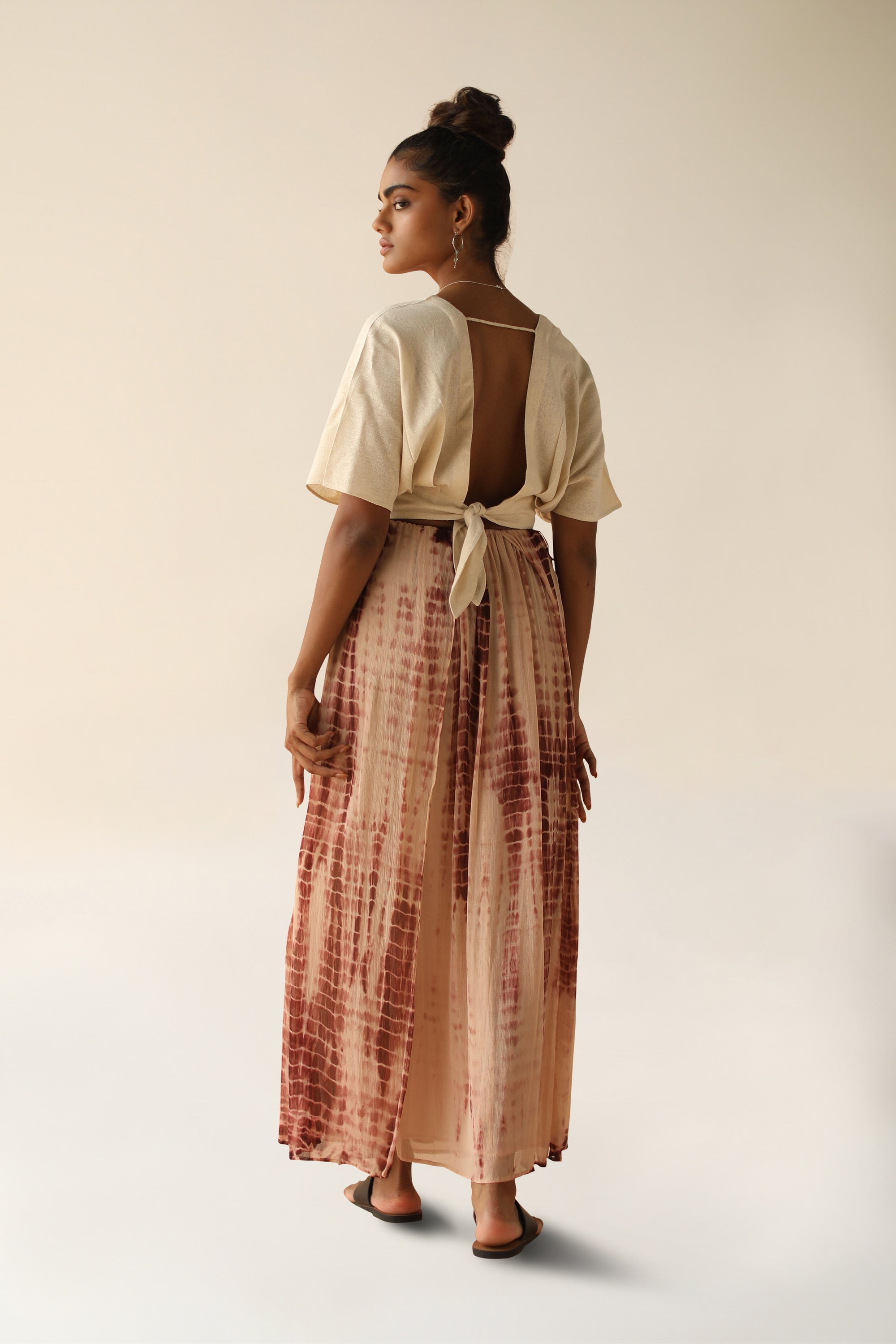Alice Crop Top Natural | Cream Raw Silk Tie Back Crop Top | FARA ...