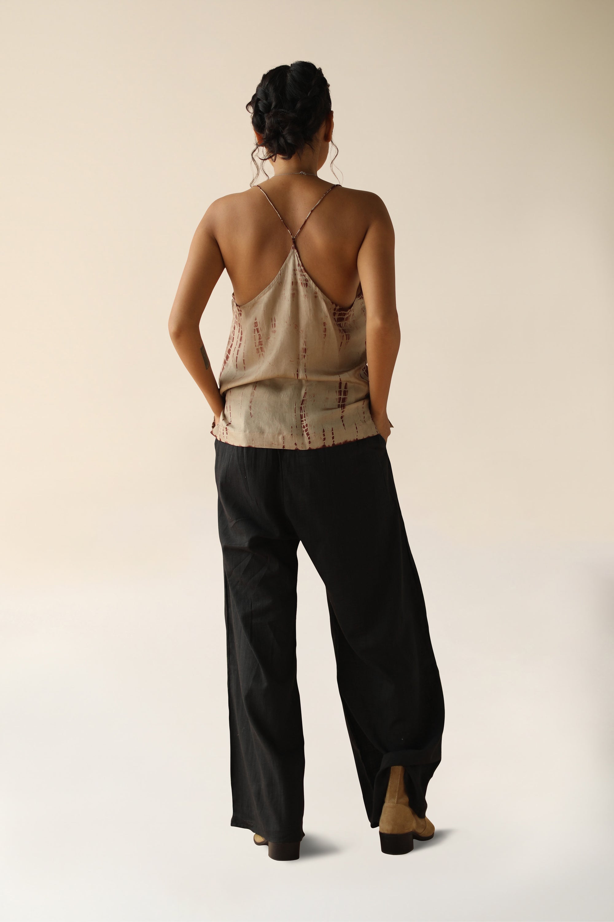 Fara Cami Silk Fawn Tie Dye | Tie Dye Cream Silk Camisole | FARA ...