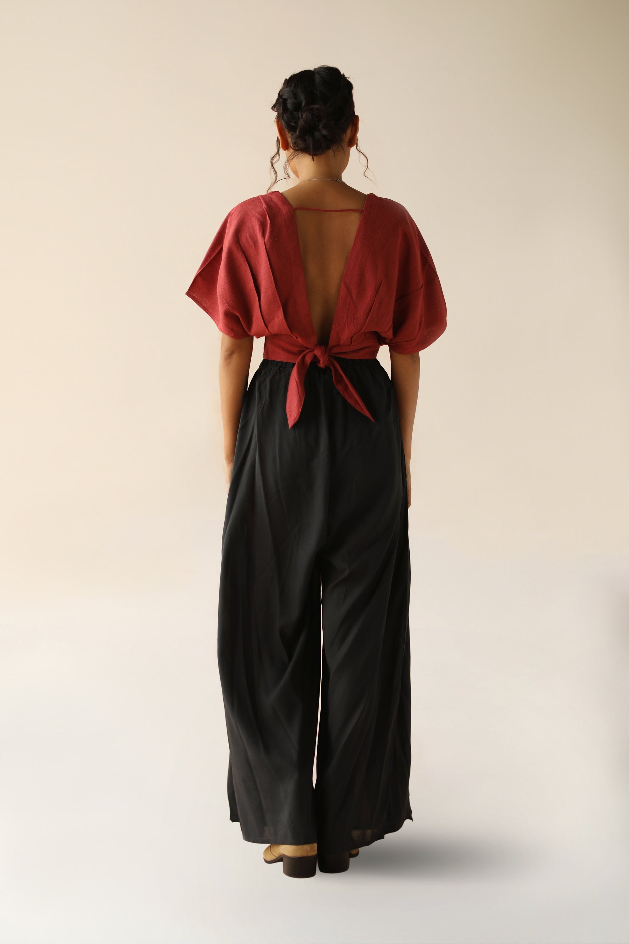 Ocean Trousers Hemp Modal Black | Black Wide Slit Leg Trousers | FARA ...