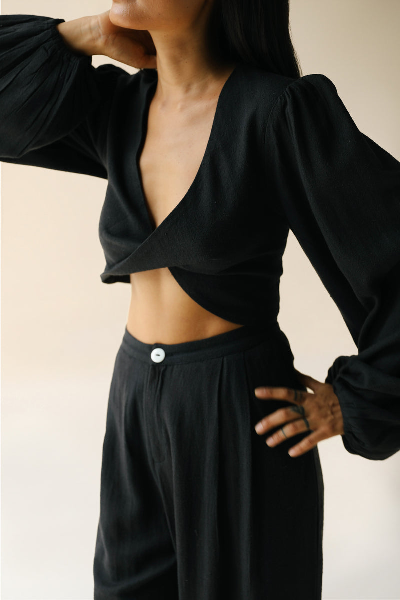 Rory Raw Silk Trouser Black | Hand Tailored High Waist Black Raw Silk ...