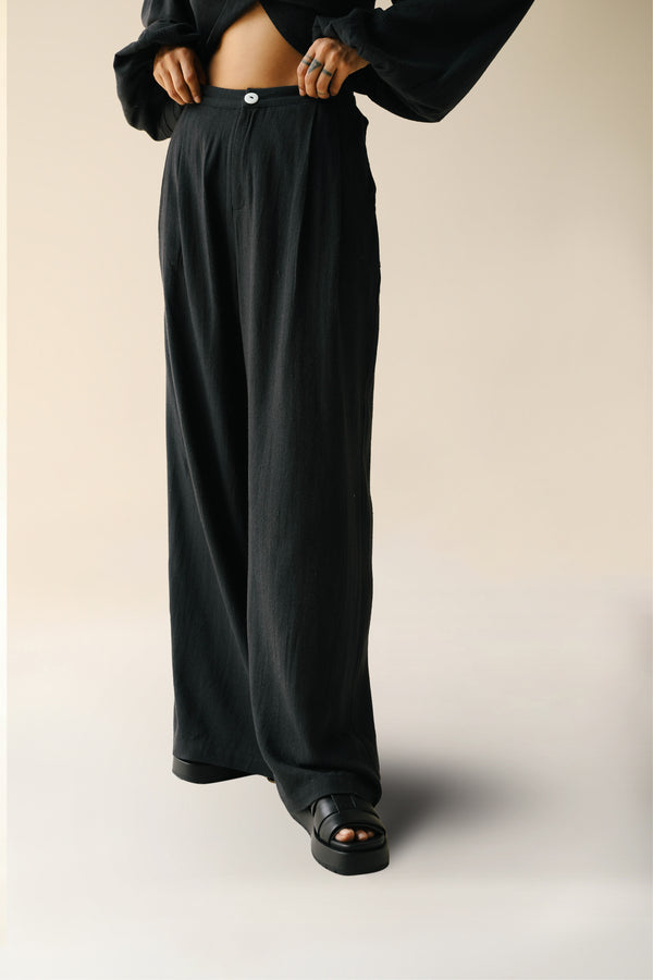 Rory Raw Silk Trouser Black | Hand Tailored High Waist Black Raw Silk ...