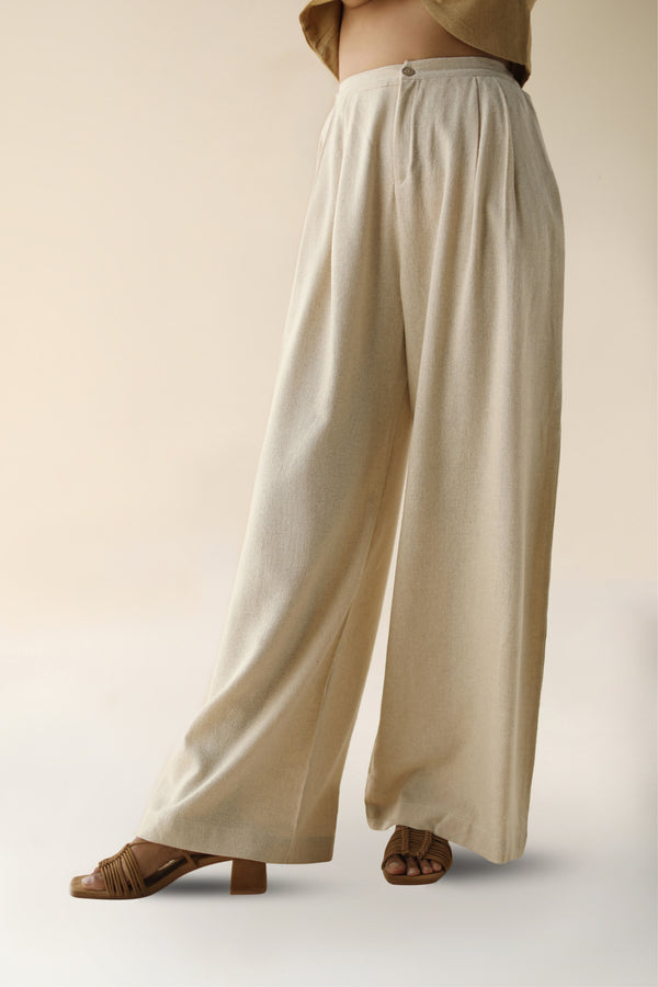 Rory High Waist Trouser Natural | Hand Tailored High Waist Cream Raw ...