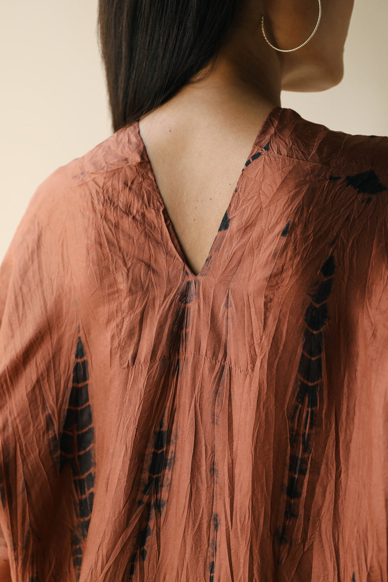 Sol Kaftan Silk Tigers Eye Tie Dye | Brown Tie Dye Luxurious Silk ...